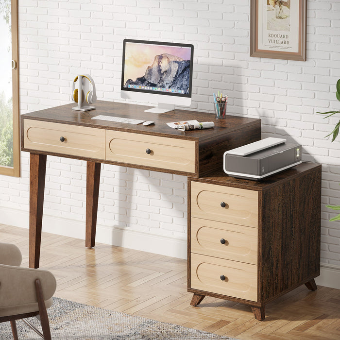 Tribesigns 5 Drawers Computer Desk, 51" Writing Table with Cabinet