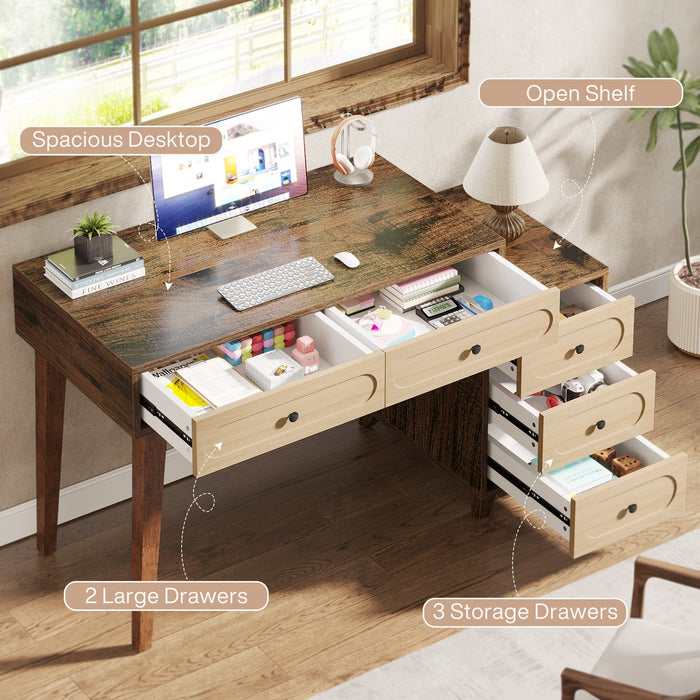 Tribesigns 5 Drawers Computer Desk, 51" Writing Table with Cabinet
