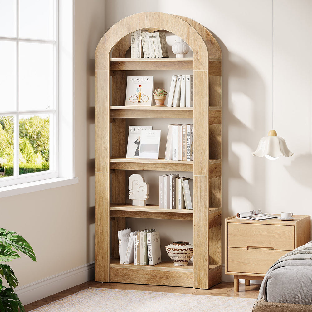 Tribesigns 5-Tier Bookshelf, Bookcase Display Shelf with Arch-Shape ...