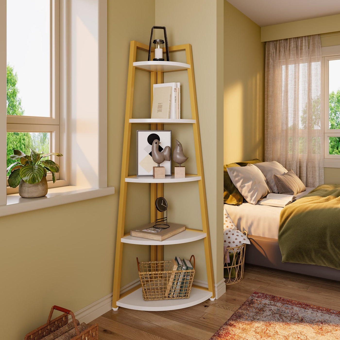 Tribesigns Corner Shelf, 70" Tall Ladder Shelf Small Bookshelf