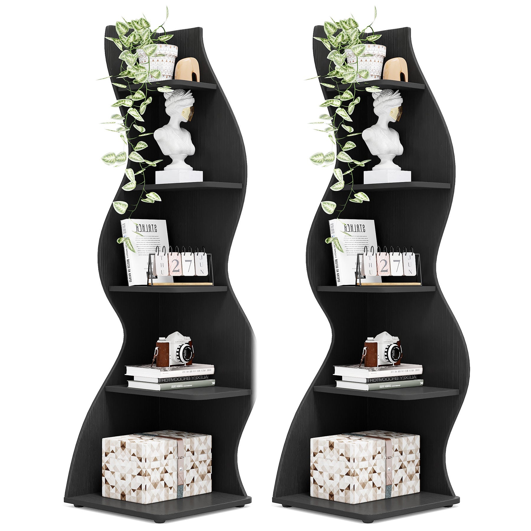 Tribesigns Corner Shelf, Modern 5-Tier Wall Corner Bookshelf Bookcase