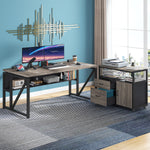 Tribesigns L-Shaped Desk Set, 55" Executive Desk and 32" File Cabinet ...