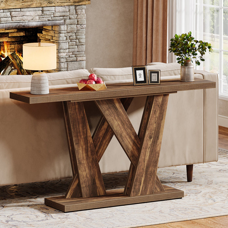 Tribesigns 55" Console Table, Entryway Table With Geometric Base-Tribesigns
