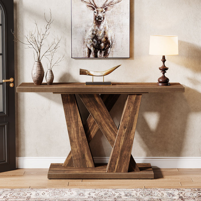 Tribesigns 55" Console Table, Entryway Table With Geometric Base-Tribesigns