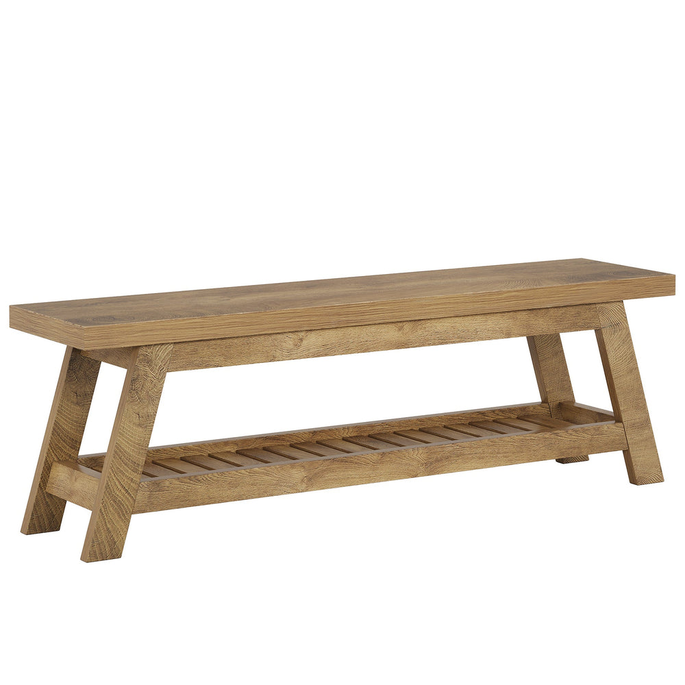 Tribesigns 55" Entryway Bench, 2-Tier Foyer Seating Bench with Storage ...
