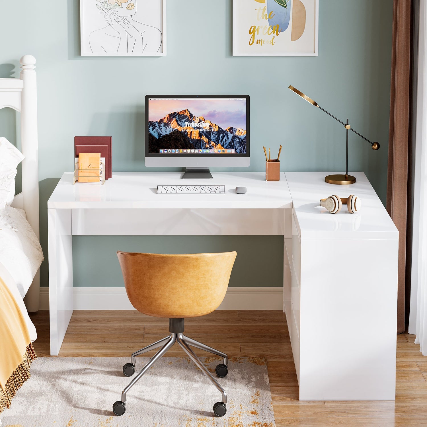Tribesigns 55" Executive Desk, L-Shaped Computer Desk with 3 Drawers ...