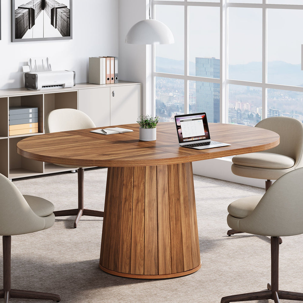 Tribesigns 55" Oval Meeting Table, Wood Conference Table For 6 People ...