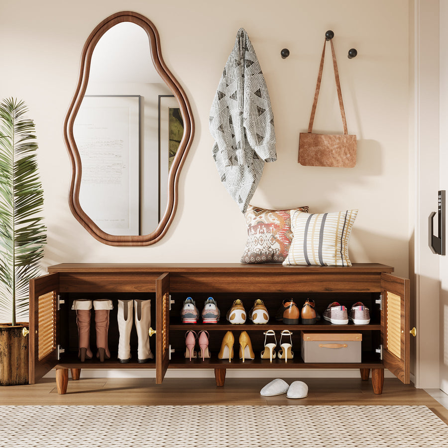 Entryway Bench with Shoe Rack - 55" Storage Bench with Lift Top-Tribesigns