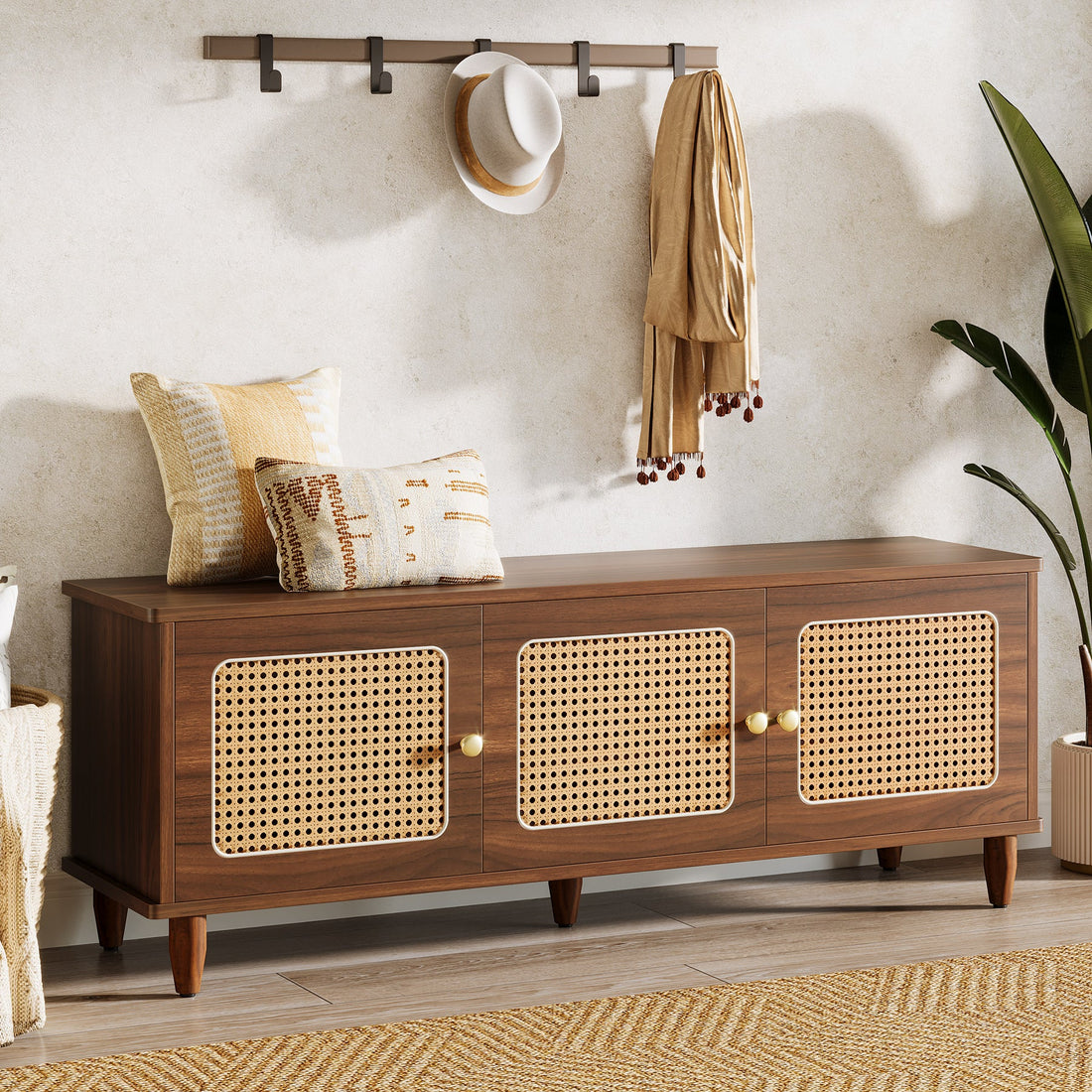 Entryway Bench with Shoe Rack - 55" Storage Bench with Lift Top-Tribesigns