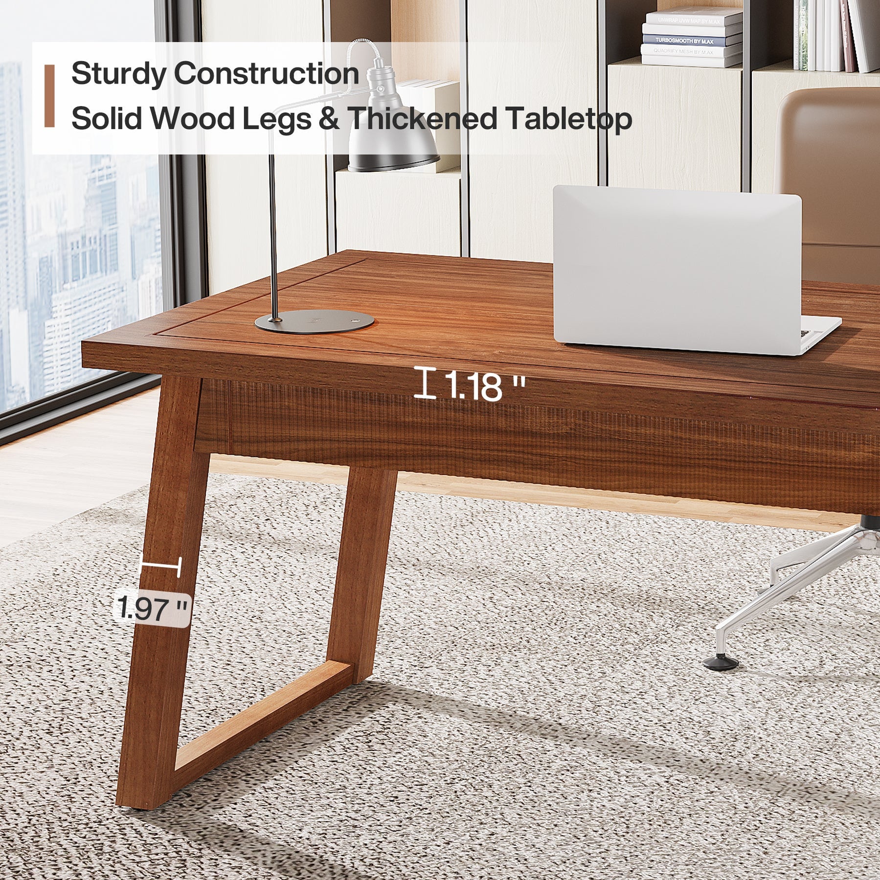 Tribesigns 55" Wood Computer Desk Study Table with Drawer