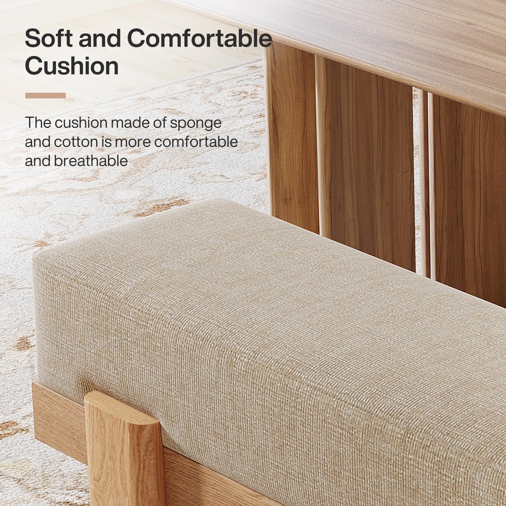 55" Dining Bench, Modern Kitchen Benches with Fabric Padded Seat-Tribesigns