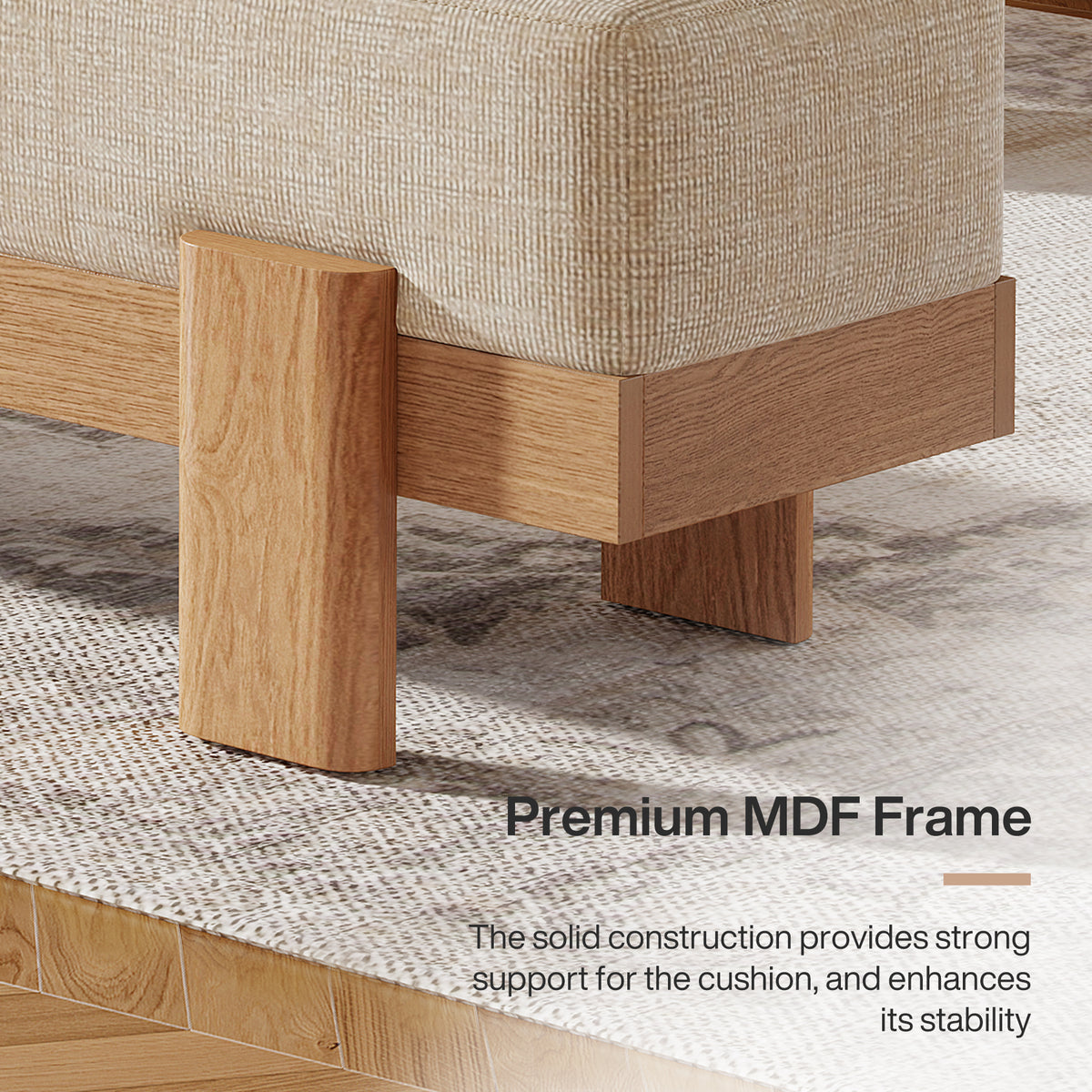 55" Dining Bench, Modern Kitchen Benches with Fabric Padded Seat-Tribesigns