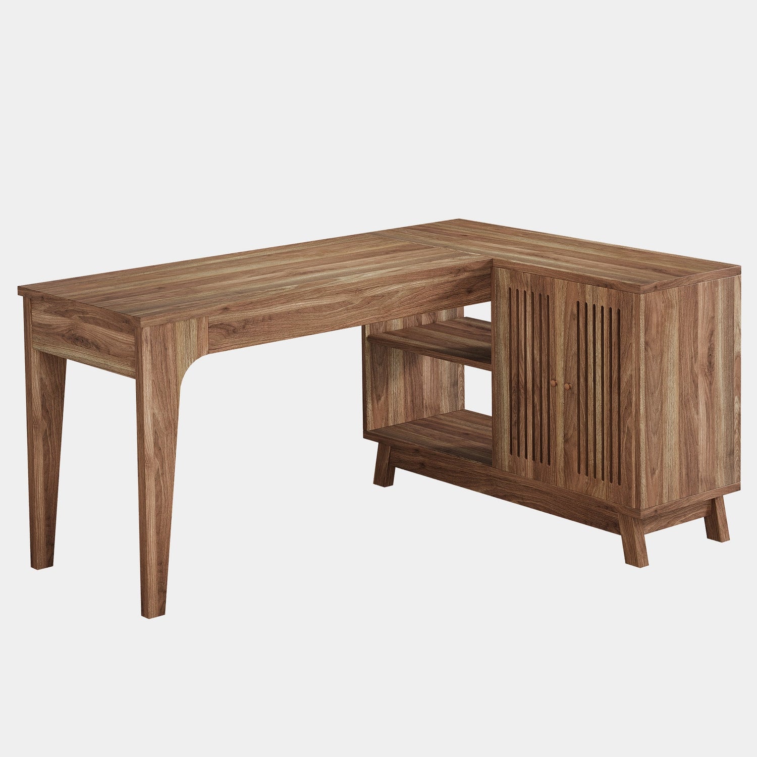 Tribesigns 57" L-Shaped Corner Desk, Wood Computer Desk with Cabinet ...