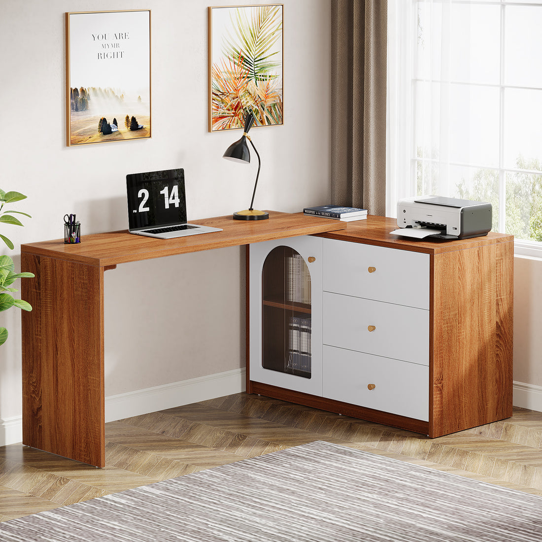 Tribesigns L-Shaped Computer Desk, Corner Office Desk with Cabinet ...