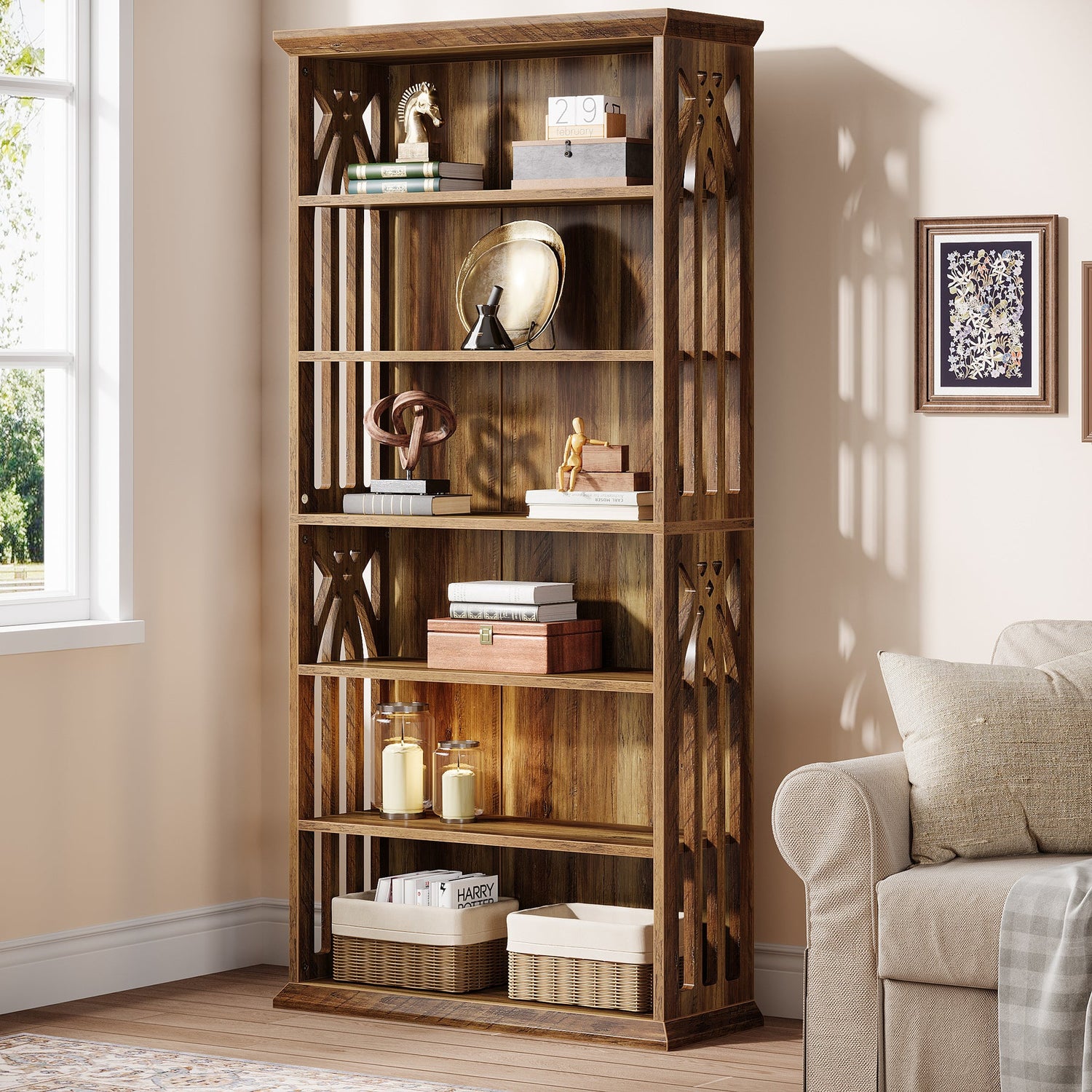 Tribesigns 6-Tier Bookshelf, 75" Bookcase Display Shelves Etagere ...