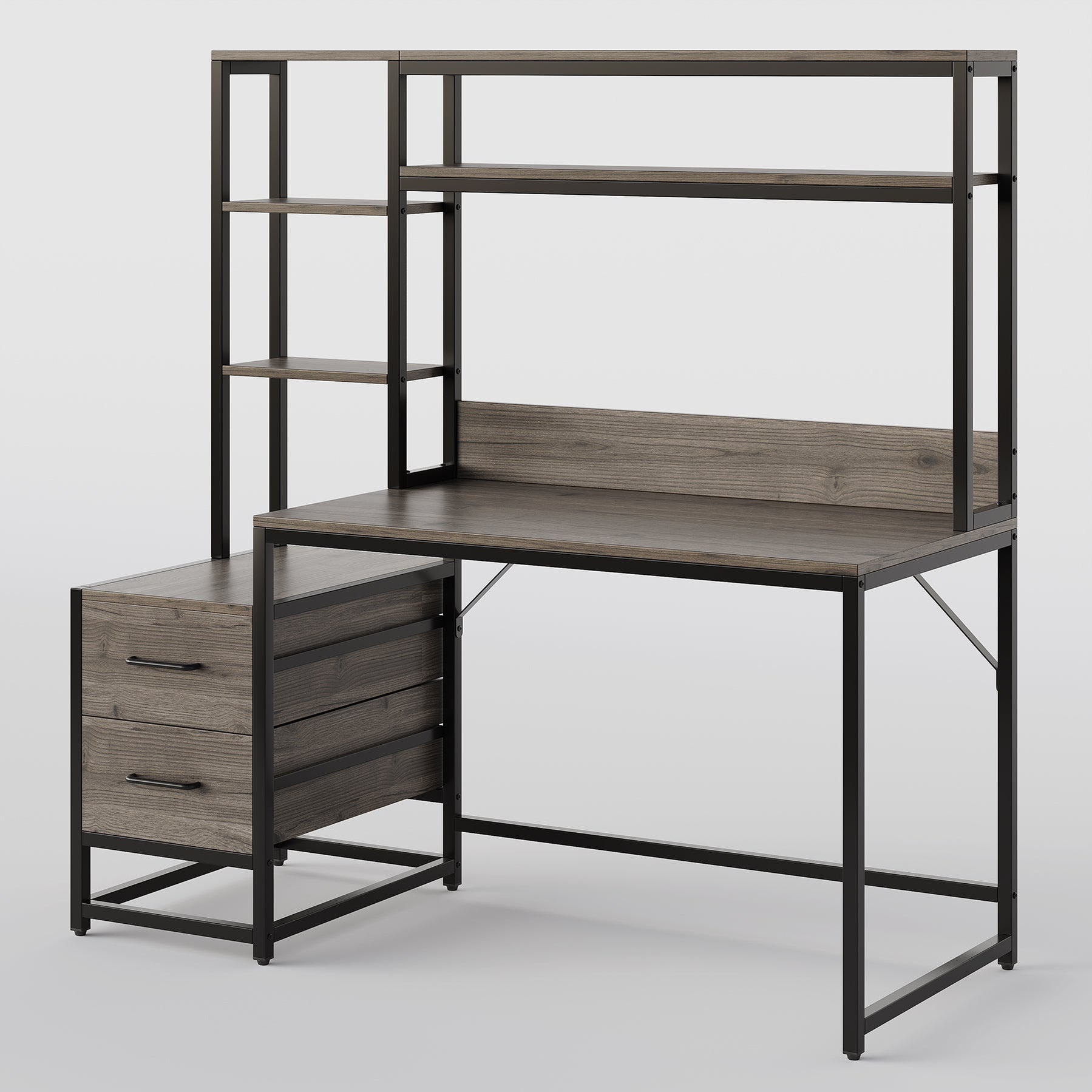 Tribesigns 60" Tall Computer Desk with 2 Drawers and Shelves