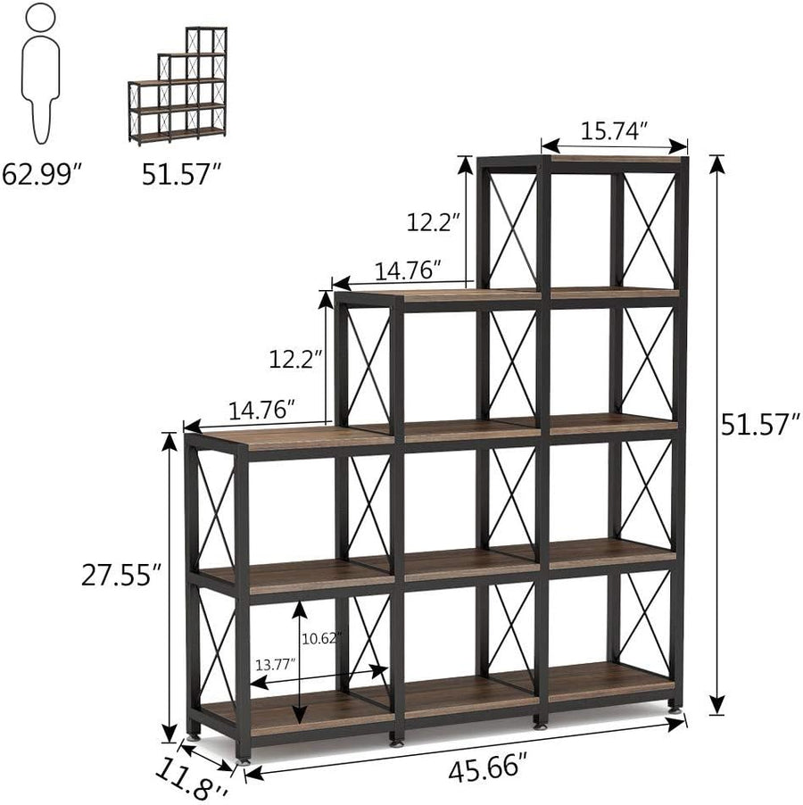 Tribesigns L-Shaped Ladder 9 Cubes Bookshelf, 12 Shelves Industrial ...