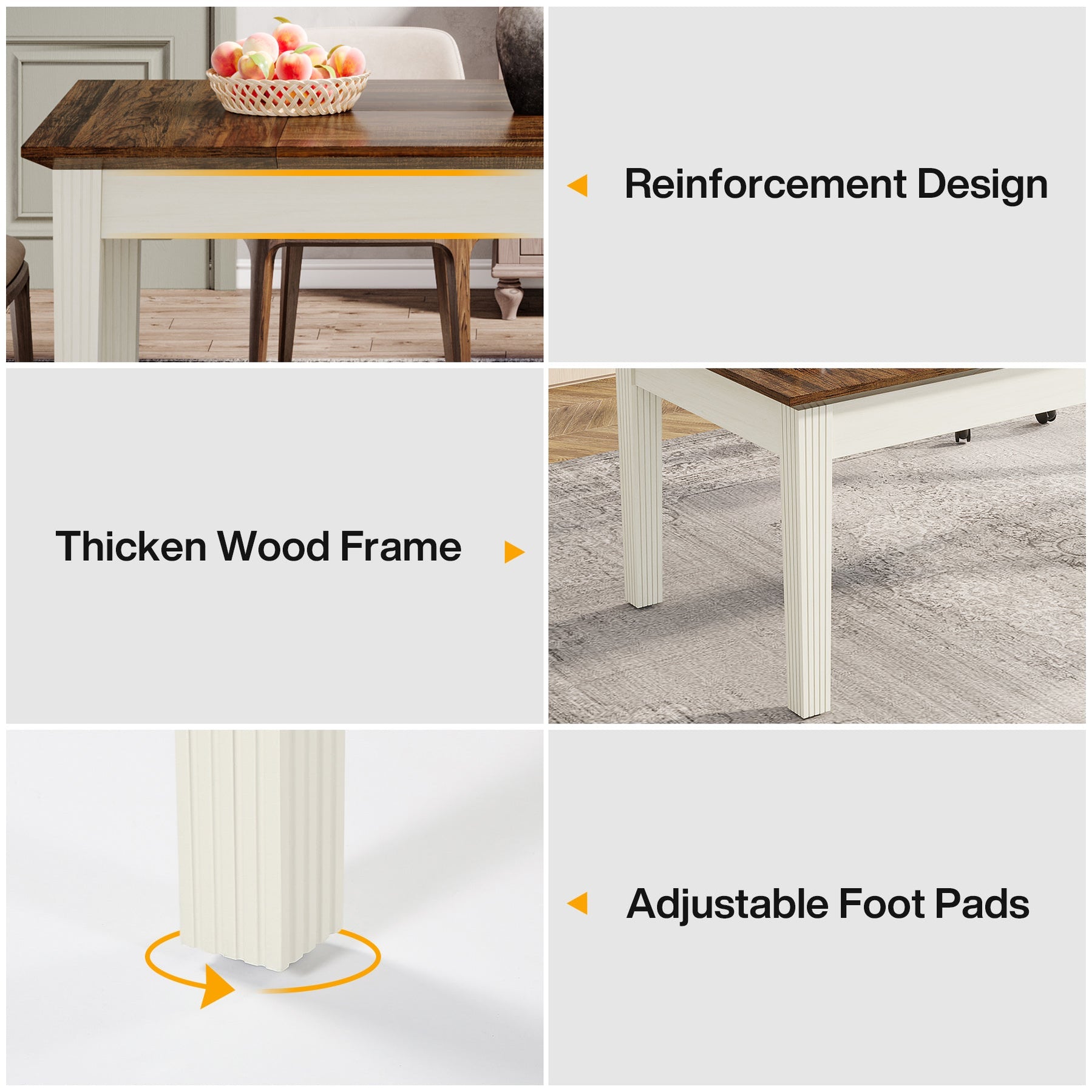 Tribesigns 62-Inch Dining Table, Farmhouse Kitchen Table for 4-6