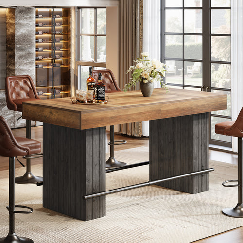Tribesigns 63" Bar Table, Industrial Counter Height Pub Dining Table ...