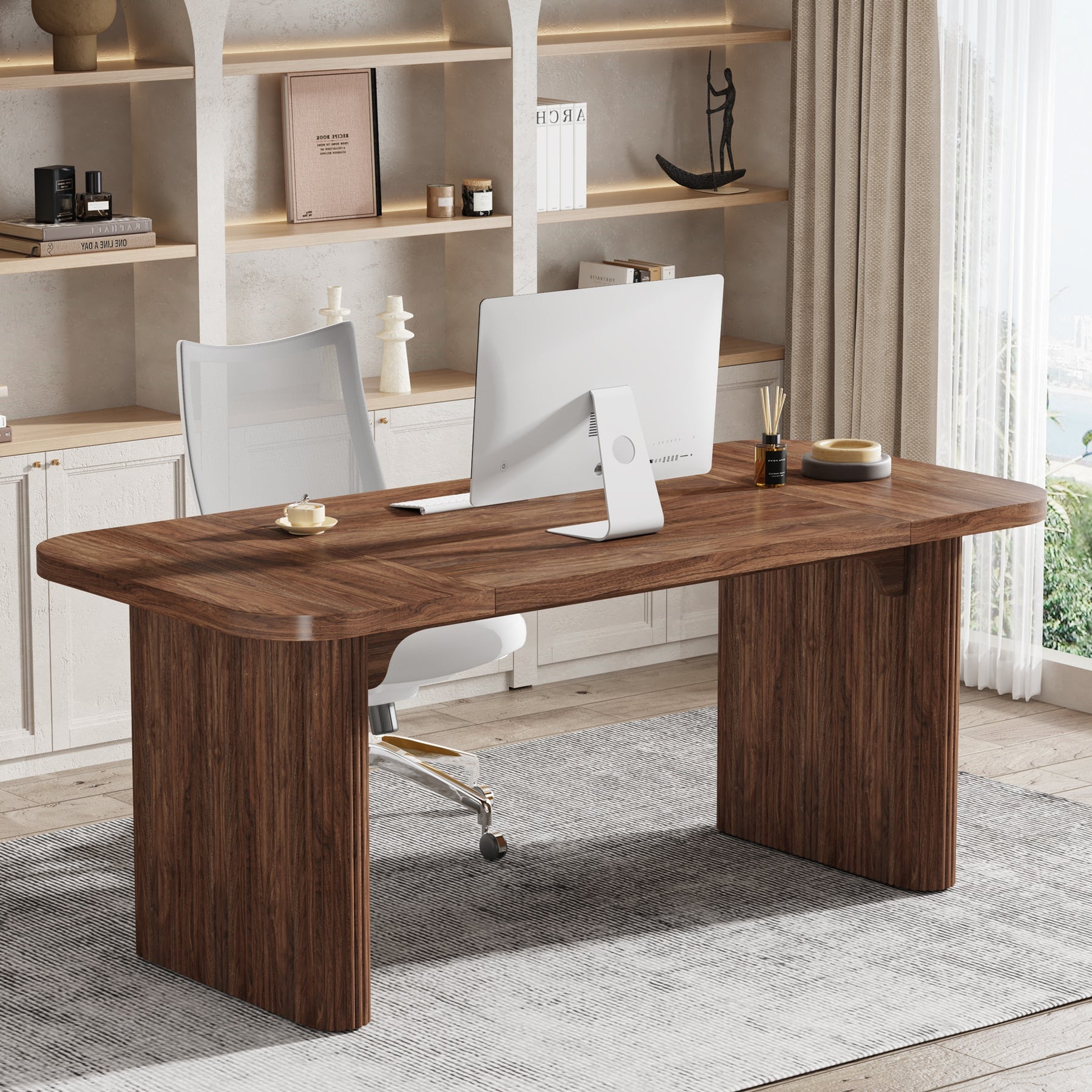 Tribesigns 62.2" Wood Executive Computer Desk Simple Writing Table