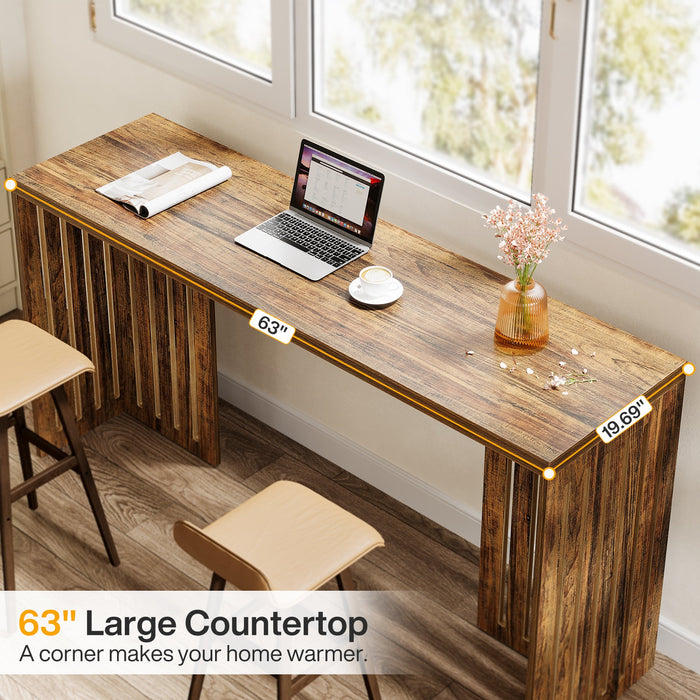 63" Bar Table, Rectangle High Top Dining Table-Tribesigns
