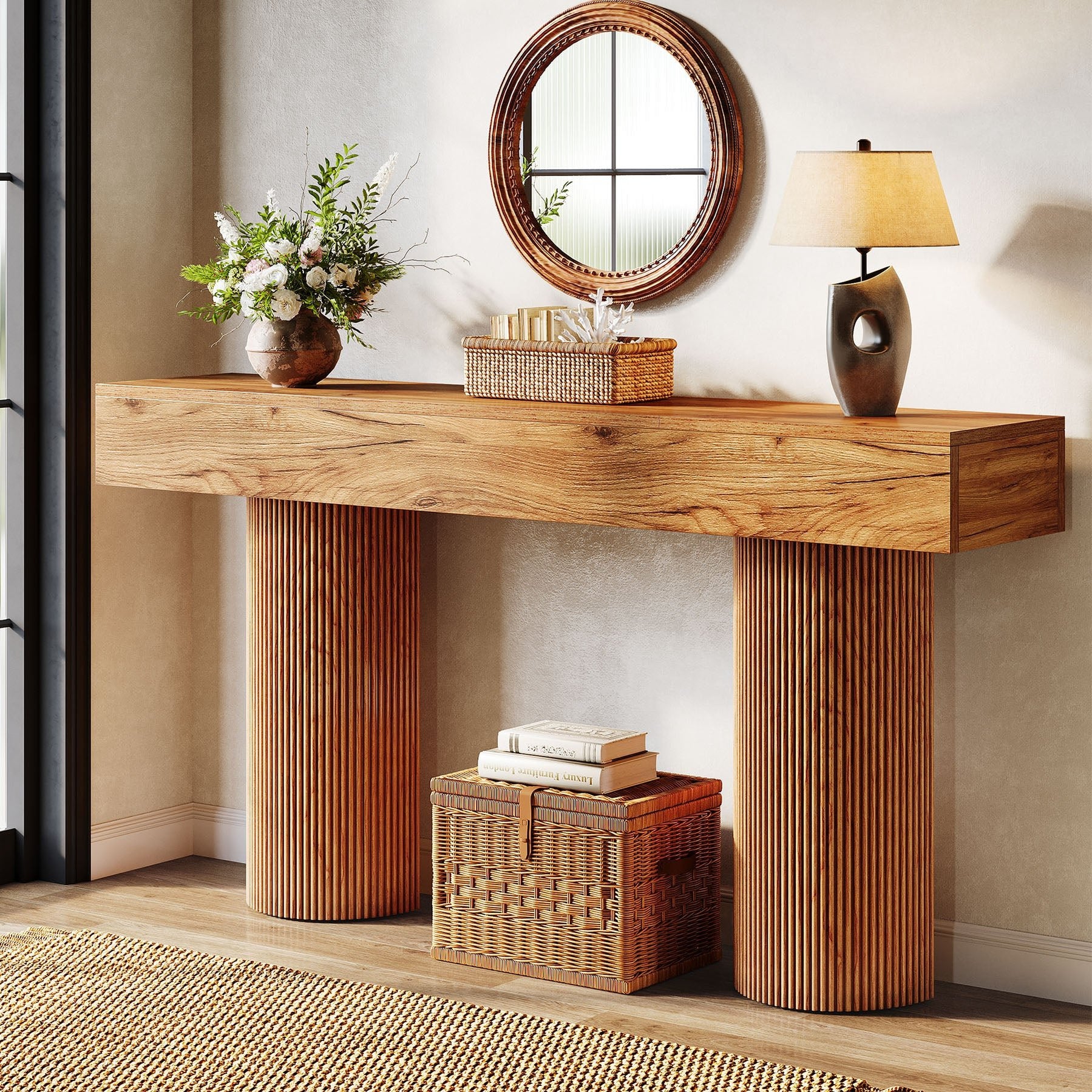 Tribesigns 63" Console Table, Farmhouse Sofa Table Entryway Table