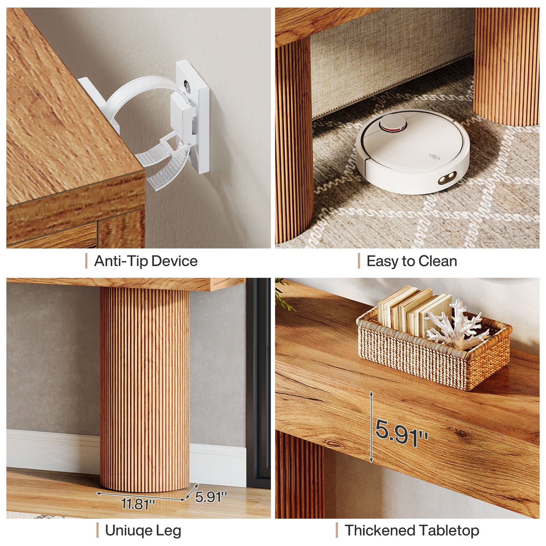 Tribesigns 63" Console Table, Farmhouse Sofa Table Entryway Table