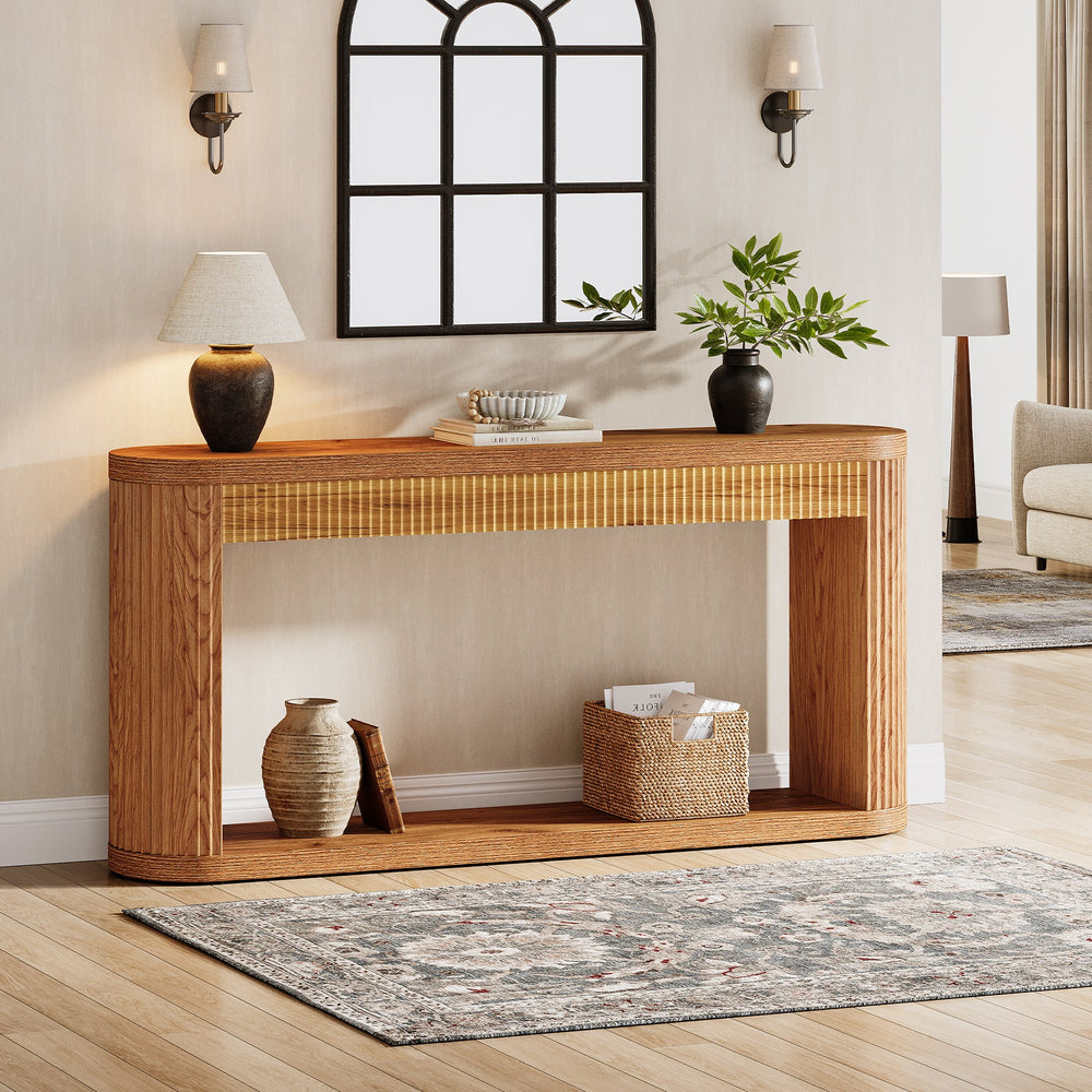 Tribesigns 63" Console Table, Fluted Sofa Table Entryway Foyer Table ...