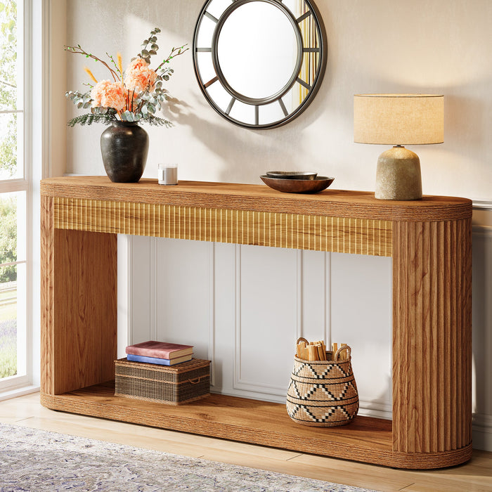 Tribesigns 63" Console Table, Fluted Sofa Table Entryway Foyer Table ...