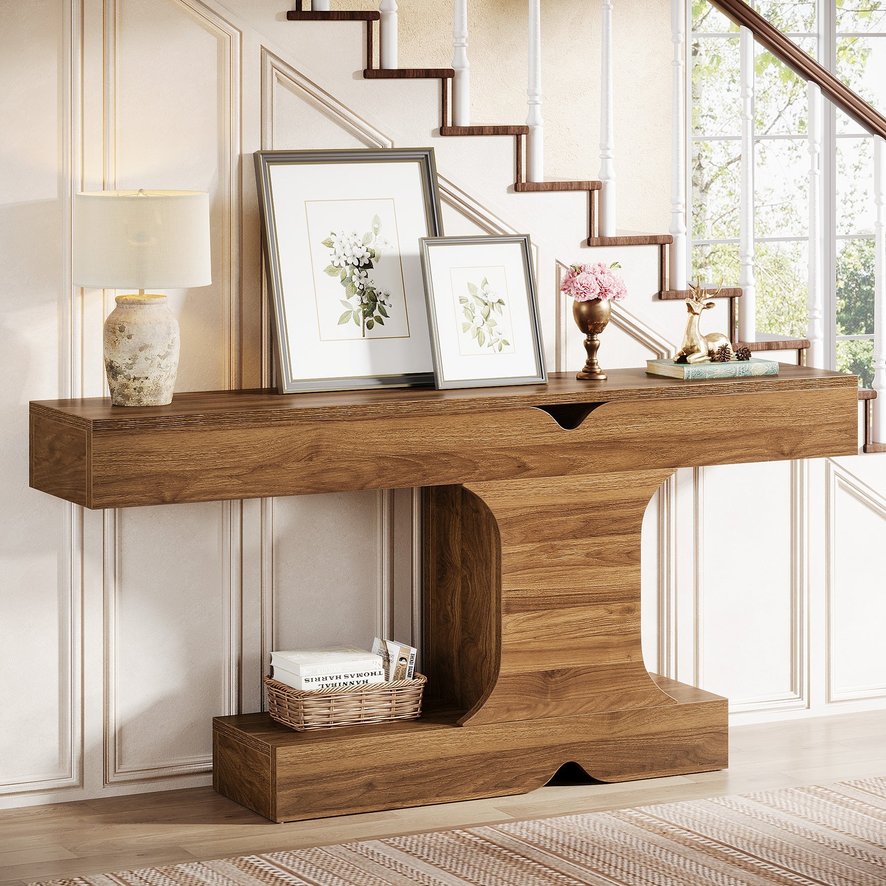 Tribesigns 63" Console Table, I-Shaped Farmhouse Sofa Entryway Table ...