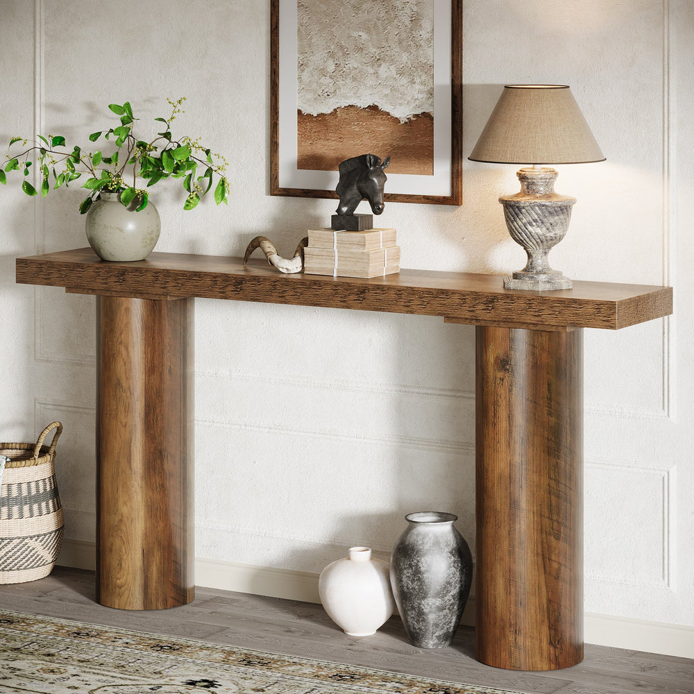 Tribesigns 63" Console Table, Long Rustic Sofa Table Bar Table-Tribesigns