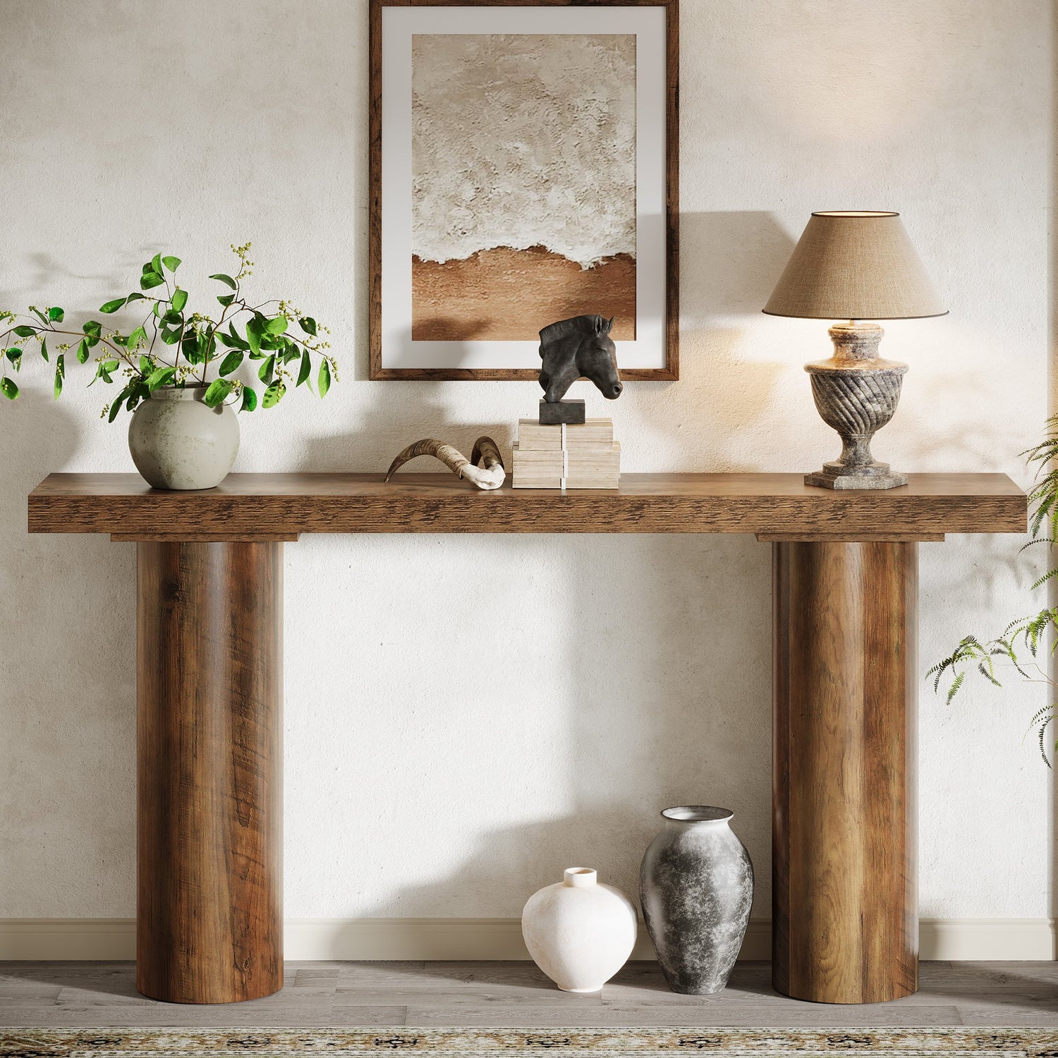 Tribesigns 63" Console Table, Long Rustic Sofa Table Bar Table-Tribesigns