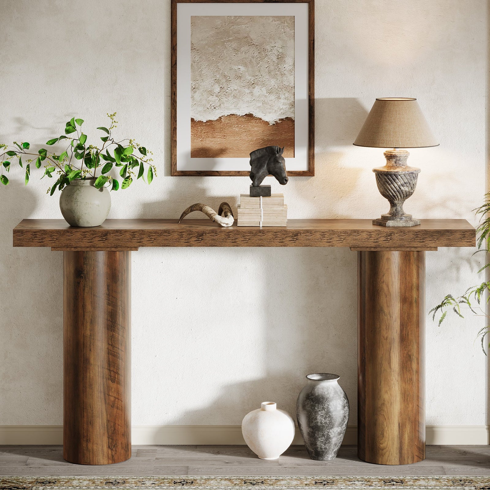 Tribesigns 63" Console Table, Long Rustic Sofa Table Bar Table-Tribesigns
