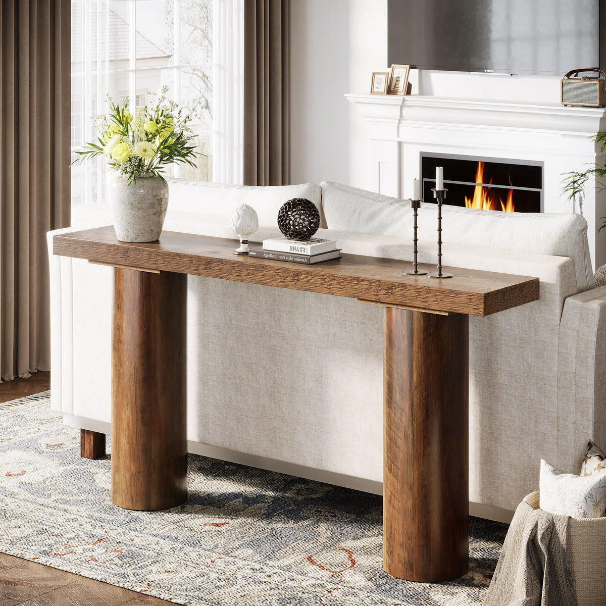 Tribesigns 63" Console Table, Long Rustic Sofa Table Bar Table