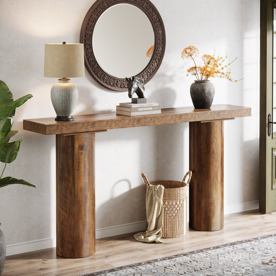 Tribesigns 63" Console Table, Long Rustic Sofa Table Bar Table-Tribesigns