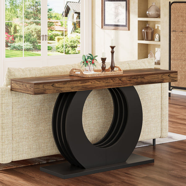 Tribesigns 63" Console Table, Sofa Entryway Table with Circle Base ...