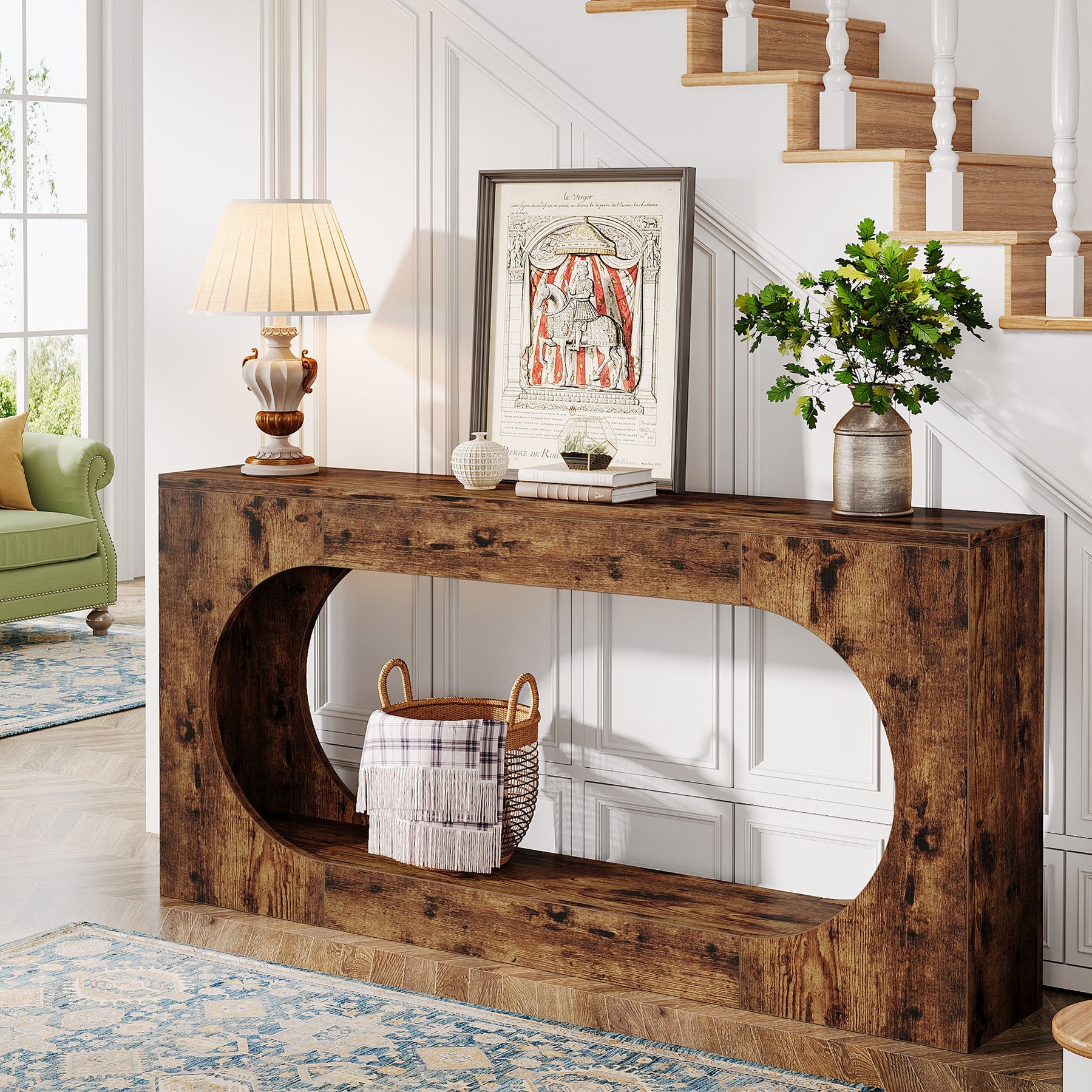 Tribesigns 63" Console Table, Wood Sofa Table with Storage Shelf