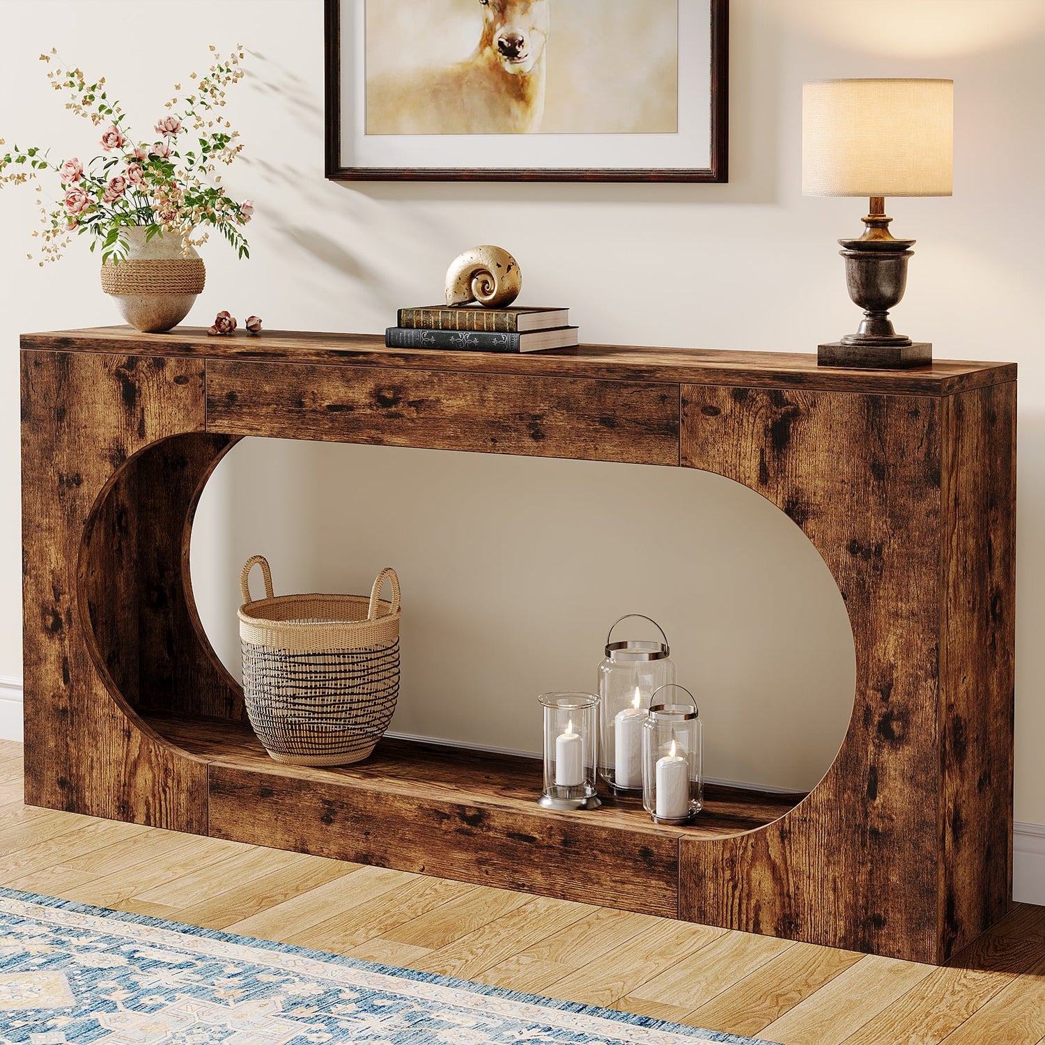 63" Wood Sofa Table - Perfect Behind Couch Table for Storage & Decor ...