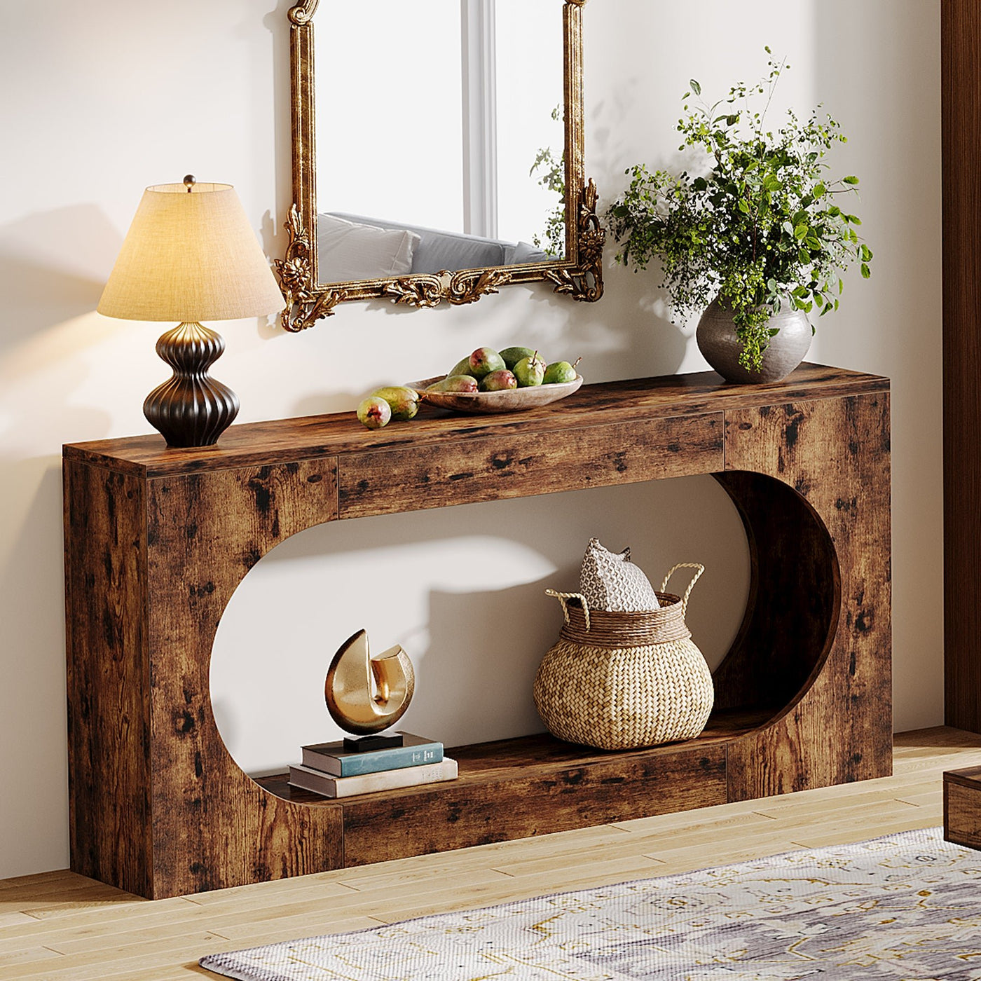 Tribesigns 63" Console Table, Wood Sofa Table with Storage Shelf
