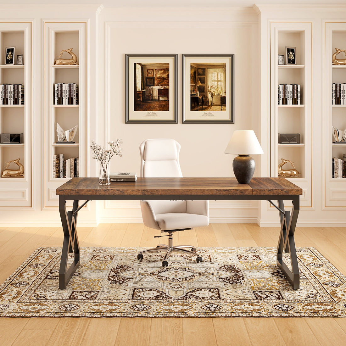 63 Inch Desk, Large Computer Desk For Home Office-Tribesigns