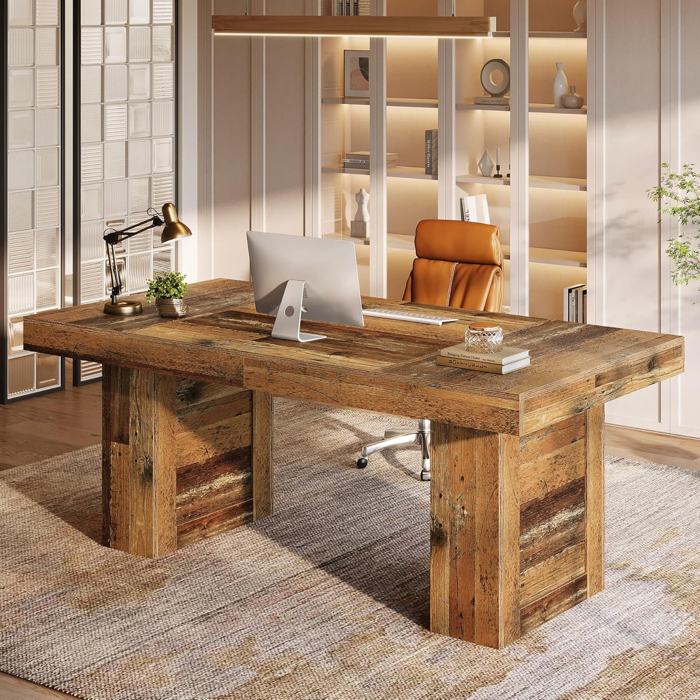 63" Executive Desk, Large Office Computer Desk with Heavy Duty Legs ...