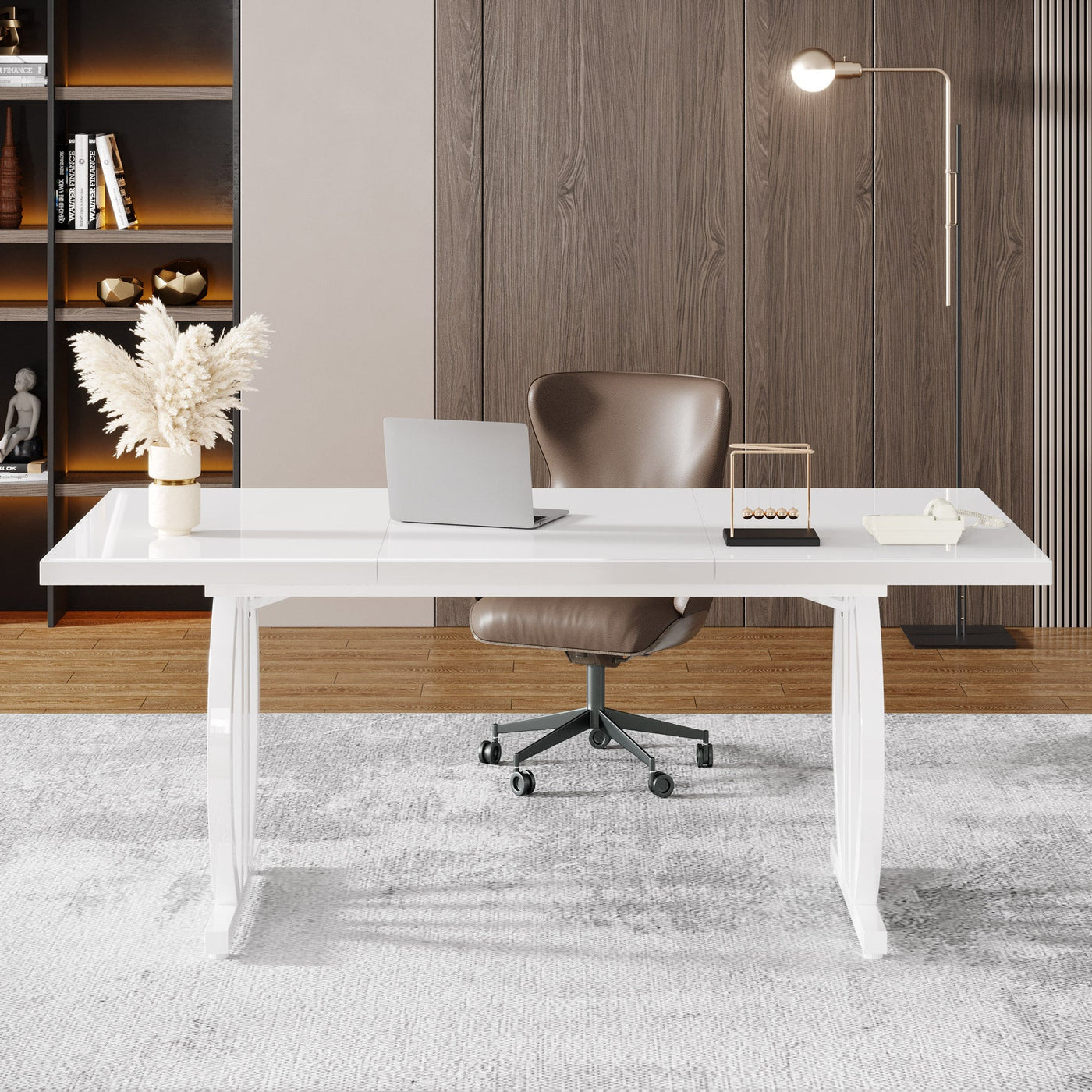 Tribesigns 63" Modern Executive Desk with Metal Geometric Base
