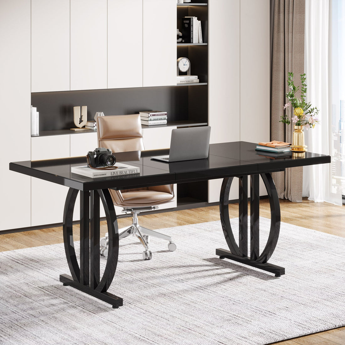 Tribesigns 63" Modern Executive Desk with Metal Geometric Base-Tribesigns