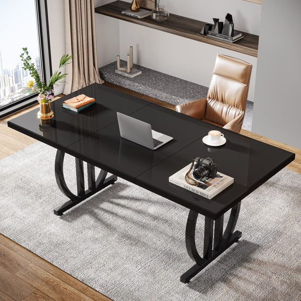 Tribesigns 63" Modern Executive Desk with Metal Geometric Base-Tribesigns