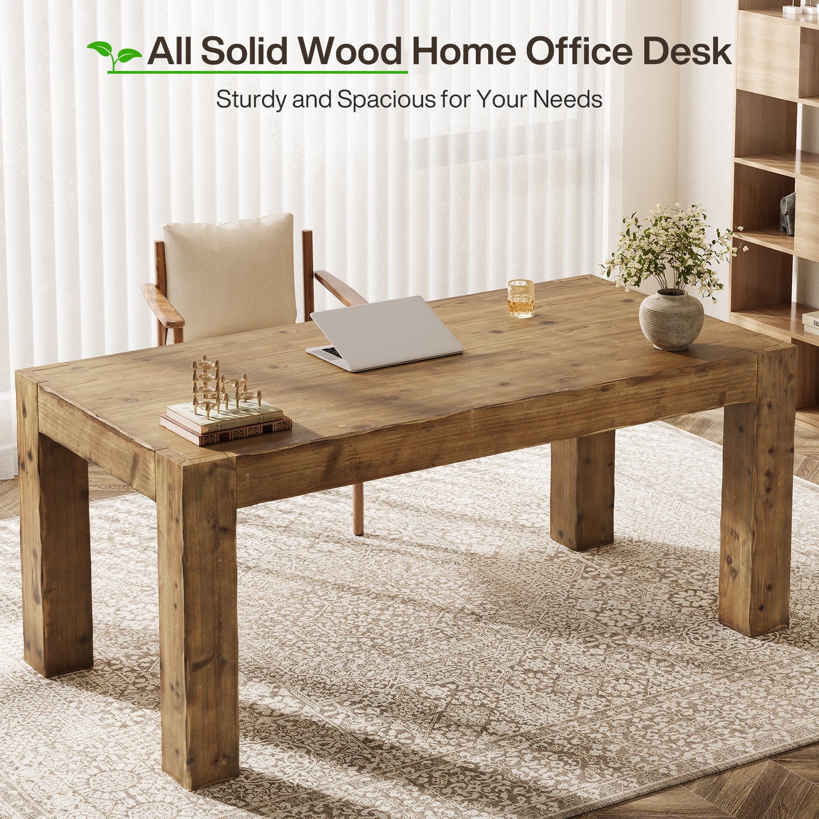 Tribesigns 63" Executive Desk, Office Computer Desk with Thick Desktop ...