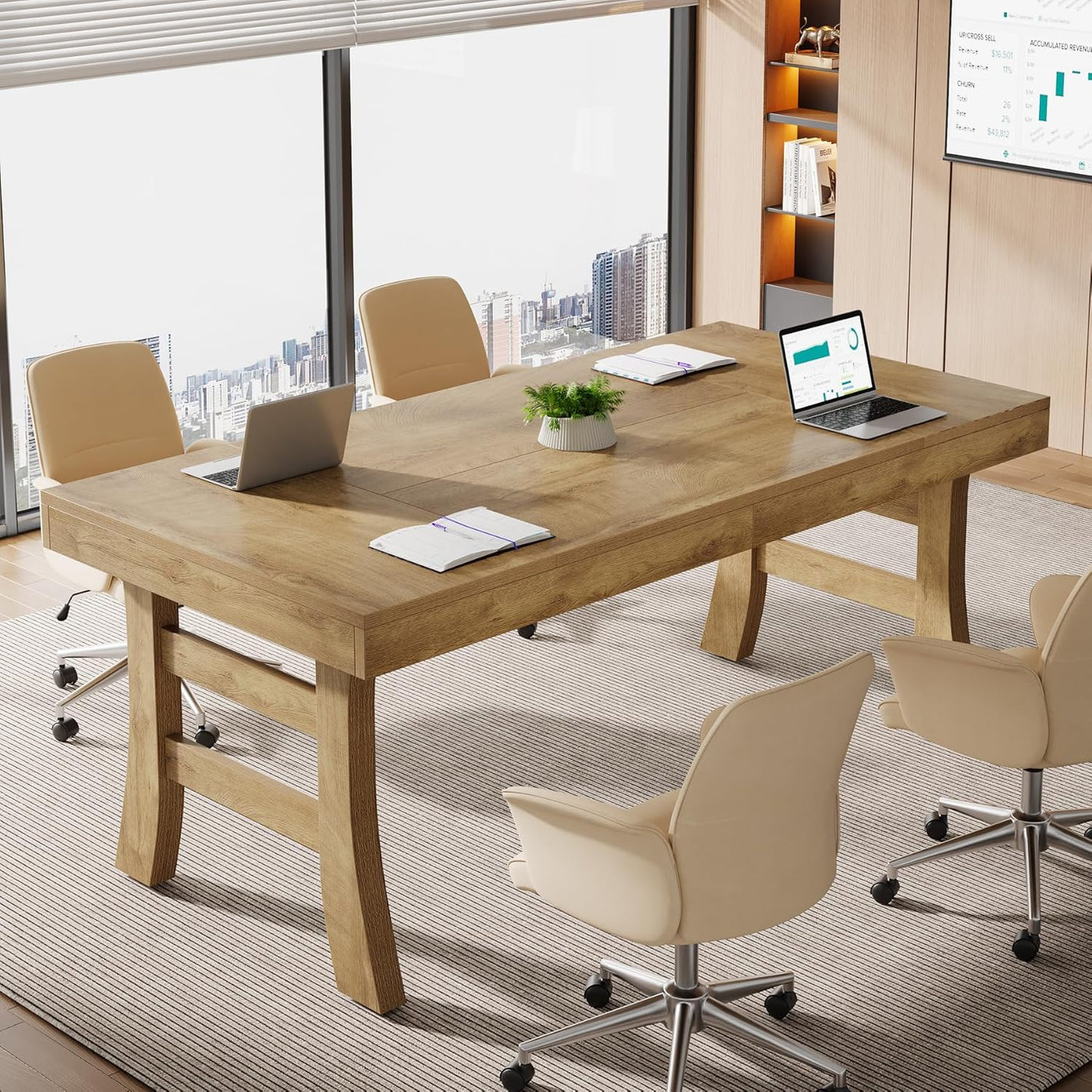 Tribesigns 63" Executive Desk, Vintage Computer Desk Writing Table ...