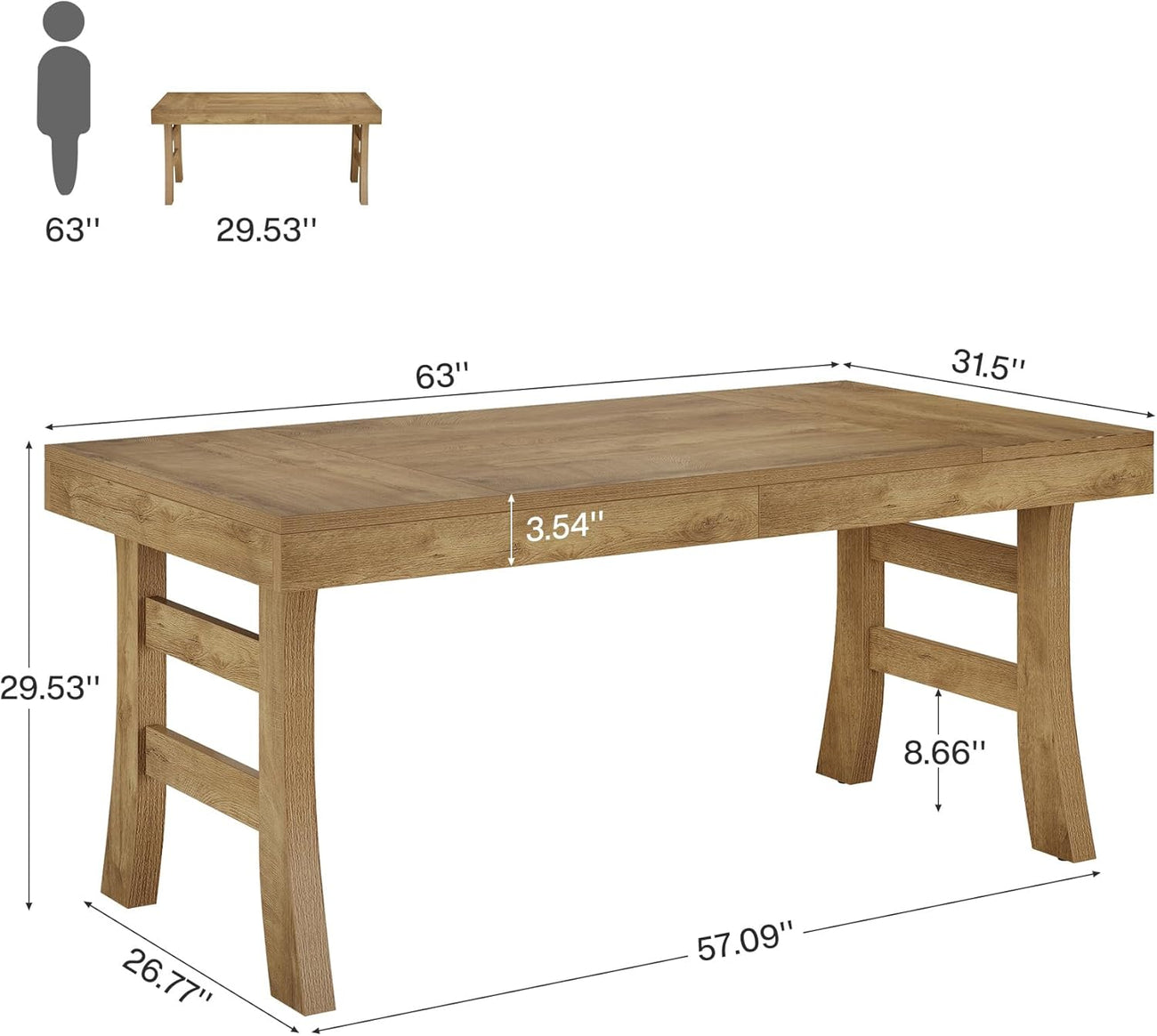 Tribesigns 63" Executive Desk, Vintage Computer Desk Writing Table ...