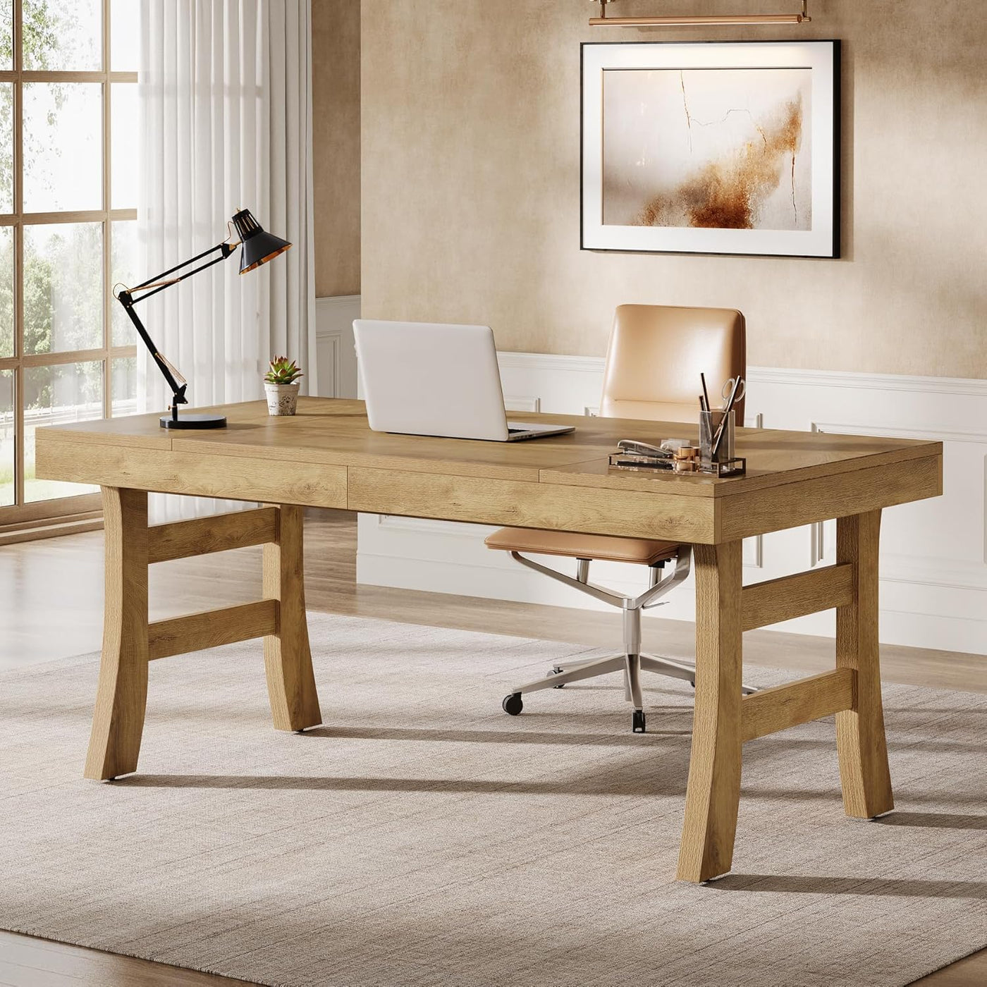 Tribesigns 63" Executive Desk, Vintage Computer Desk Writing Table ...