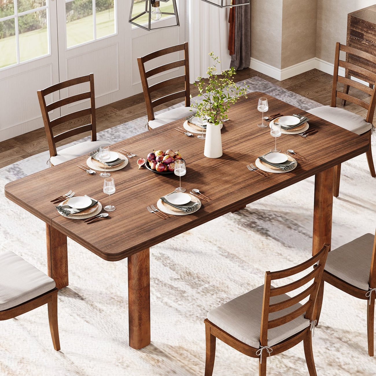 Tribesigns 63-Inch Dining Table, Wood Farmhouse Kitchen Table for 4-6 ...