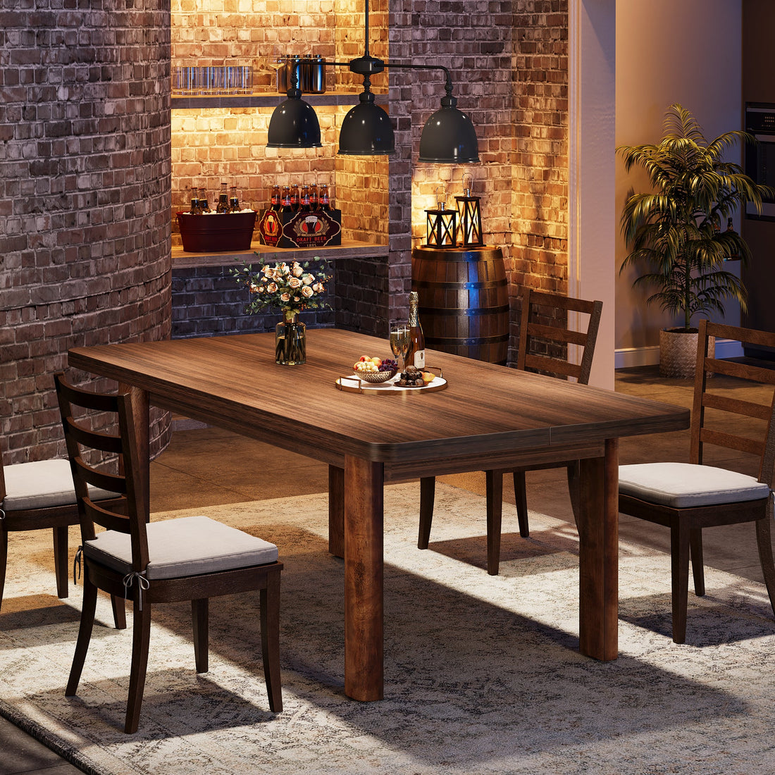 Tribesigns 63-Inch Dining Table, Wood Farmhouse Kitchen Table for 4-6 ...